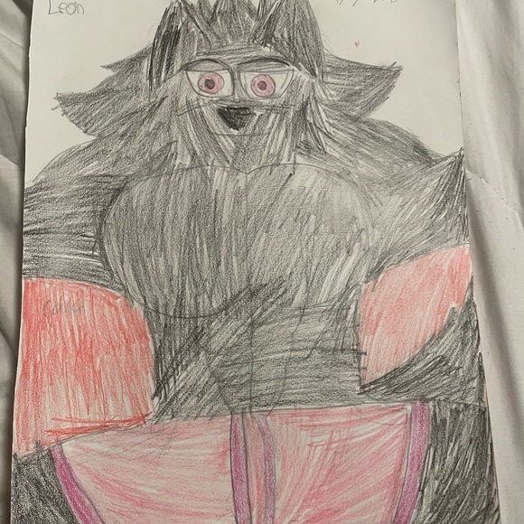 Art | Leon Wolf Drawing With Pink Highlights | Poshmark